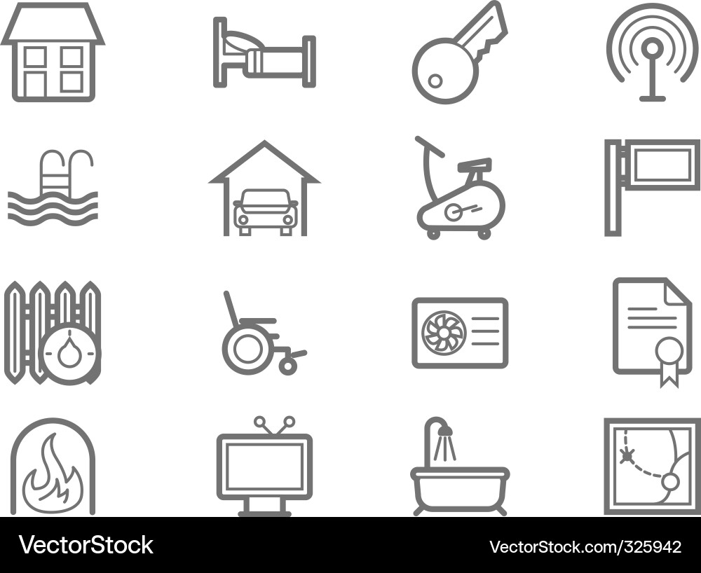 Real Estate Amenities Icons Royalty Free Vector Image