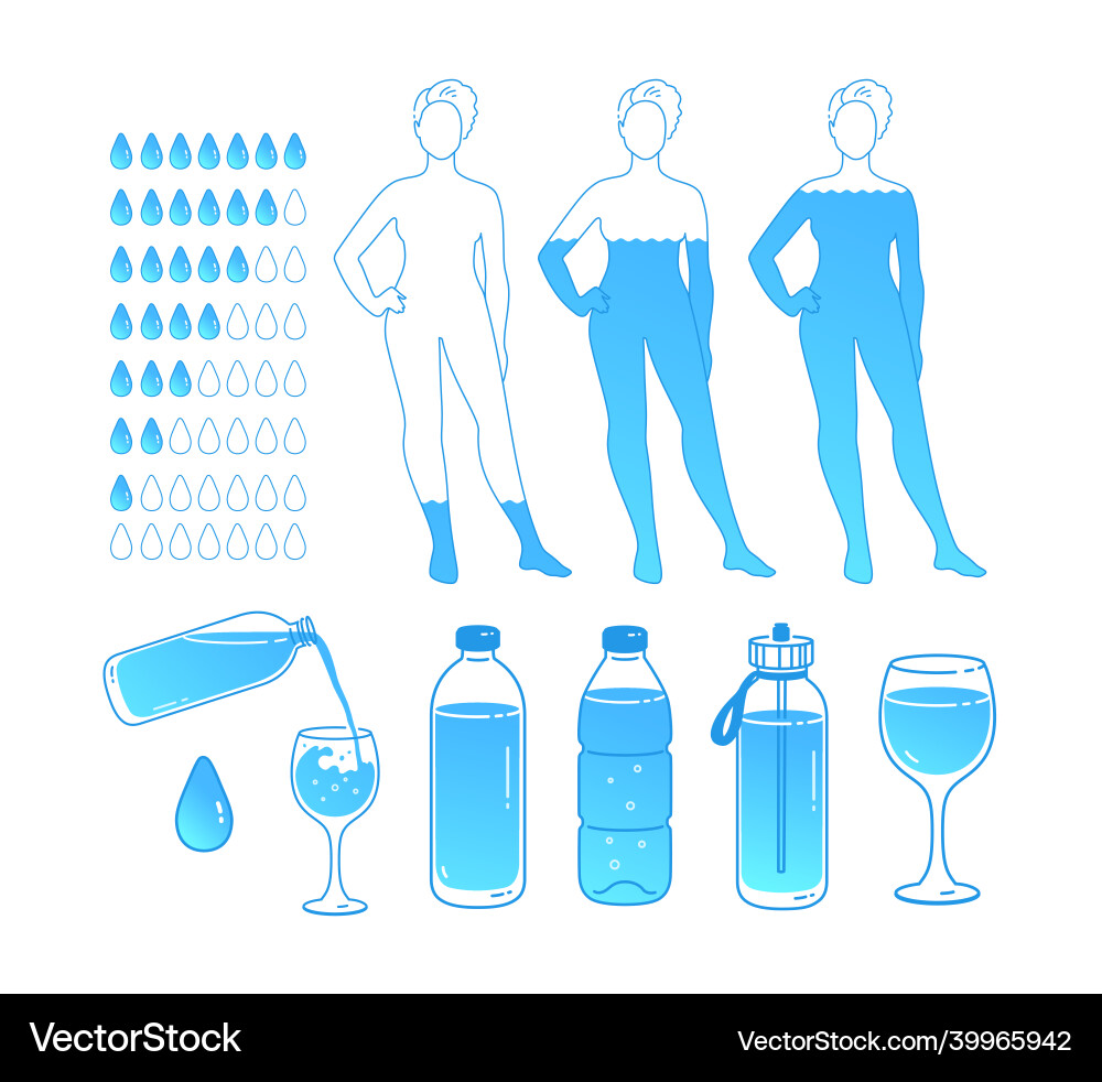 Set of water balance Royalty Free Vector Image