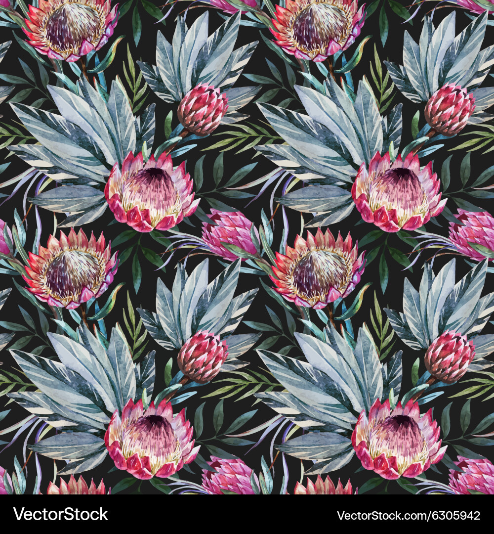 Tropical protea pattern Royalty Free Vector Image