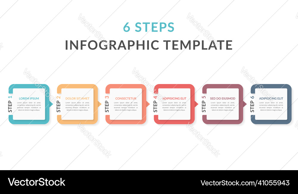 6 steps - infographic template Royalty Free Vector Image