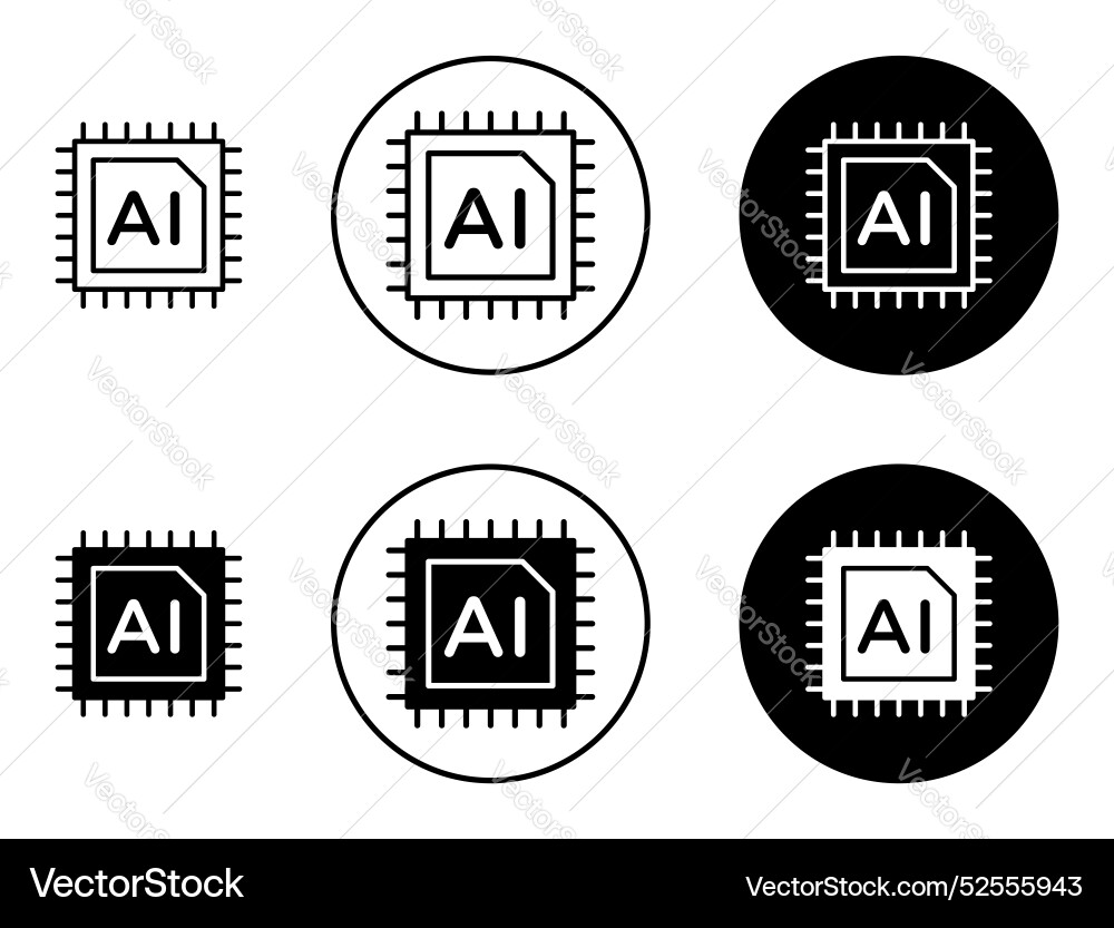Ai icon set on white background Royalty Free Vector Image