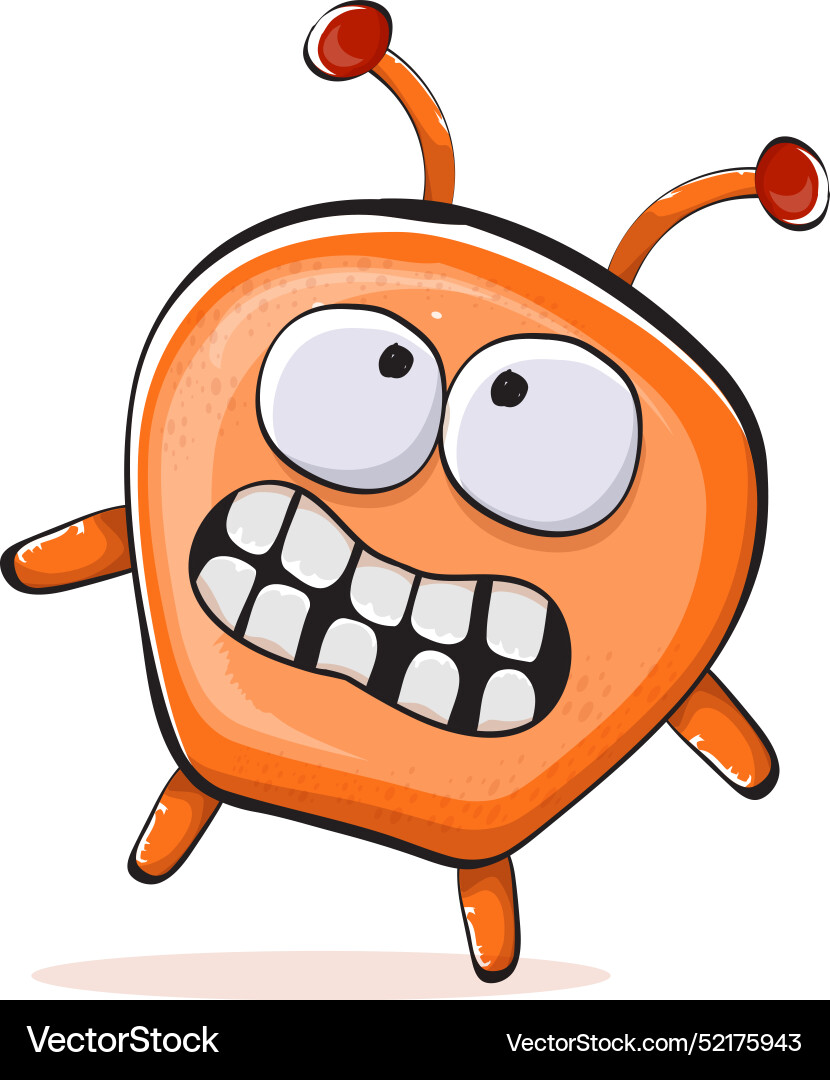 Cartoon funny orange alien monster isolated Vector Image