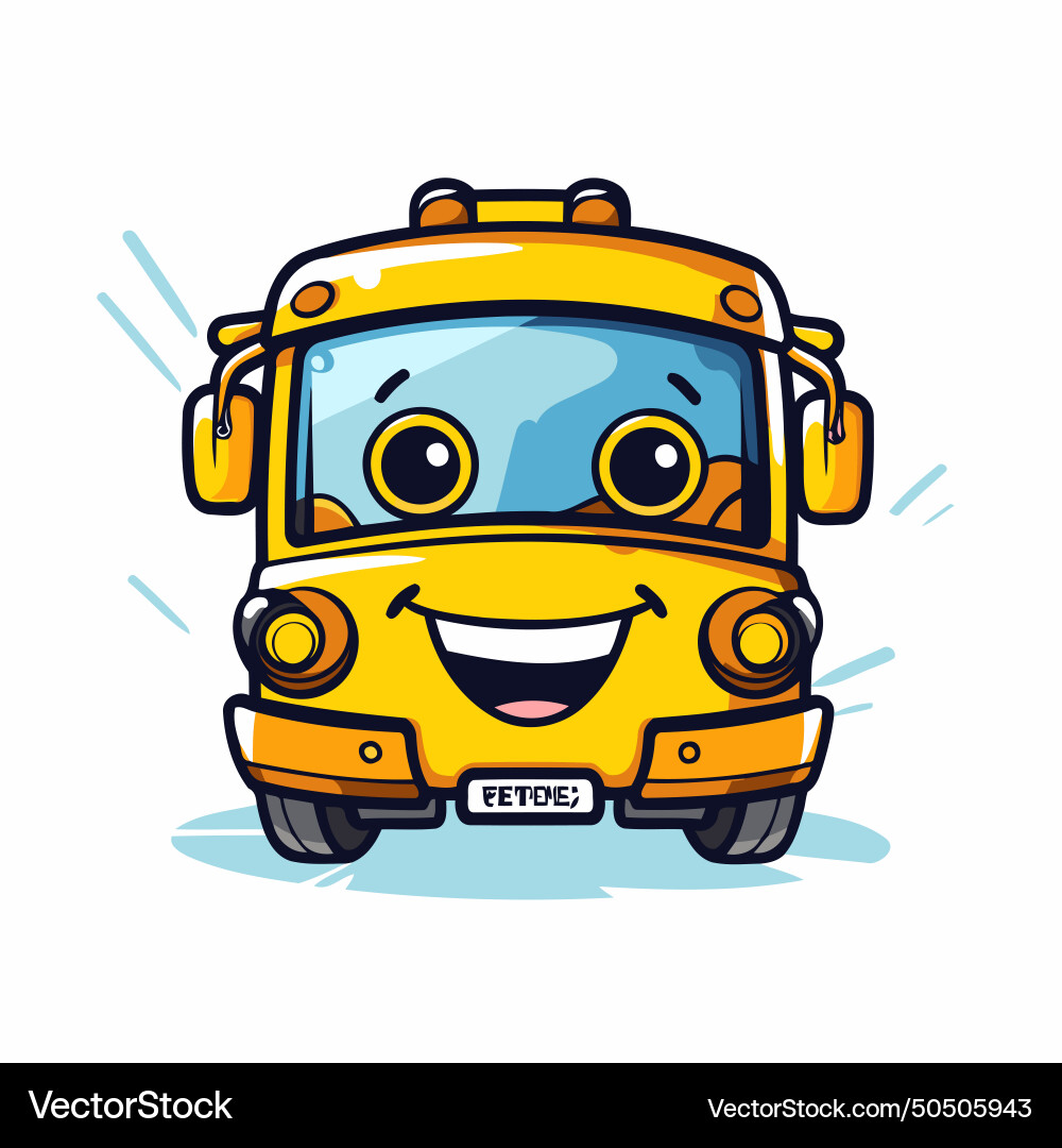 Cute school bus character mascot on white Vector Image