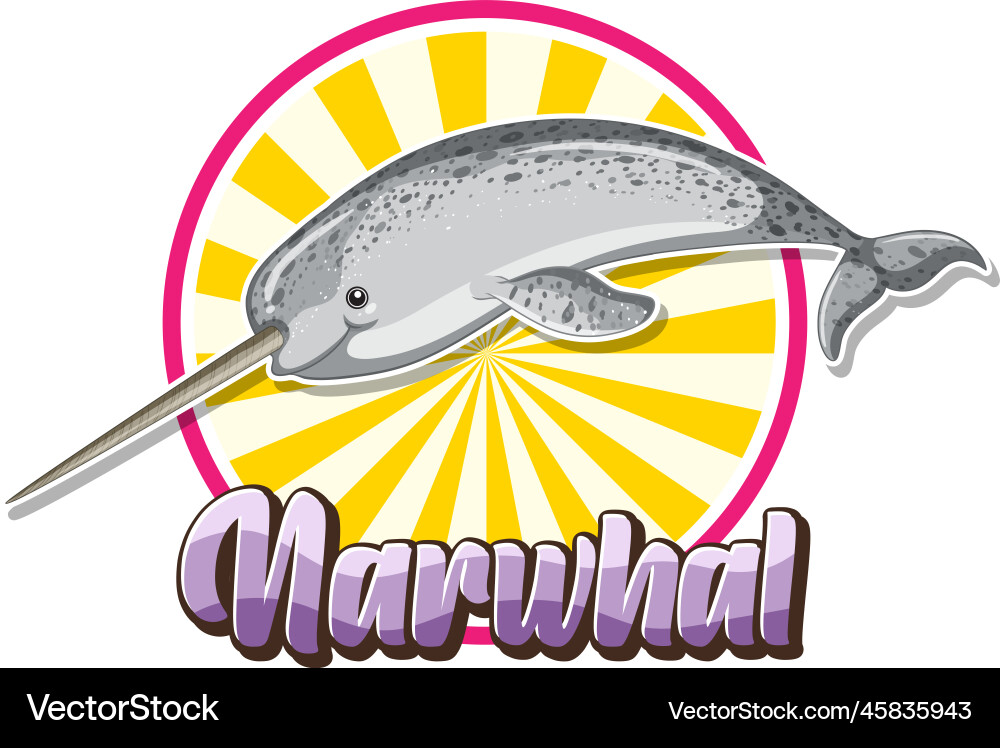 Narwhal logo with carton character Royalty Free Vector Image