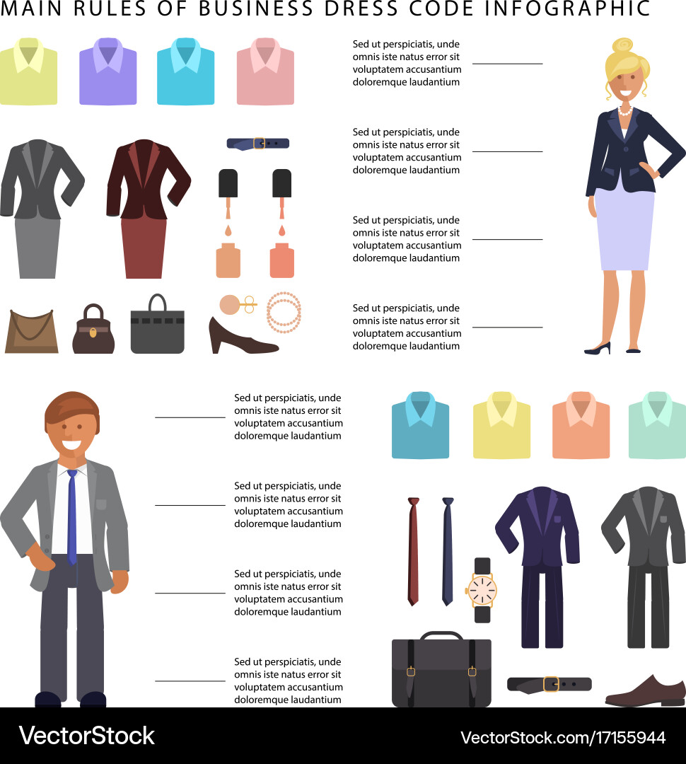 Business dress code infographic Royalty Free Vector Image