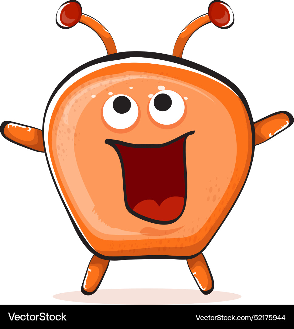 Cartoon funny orange alien monster isolated Vector Image