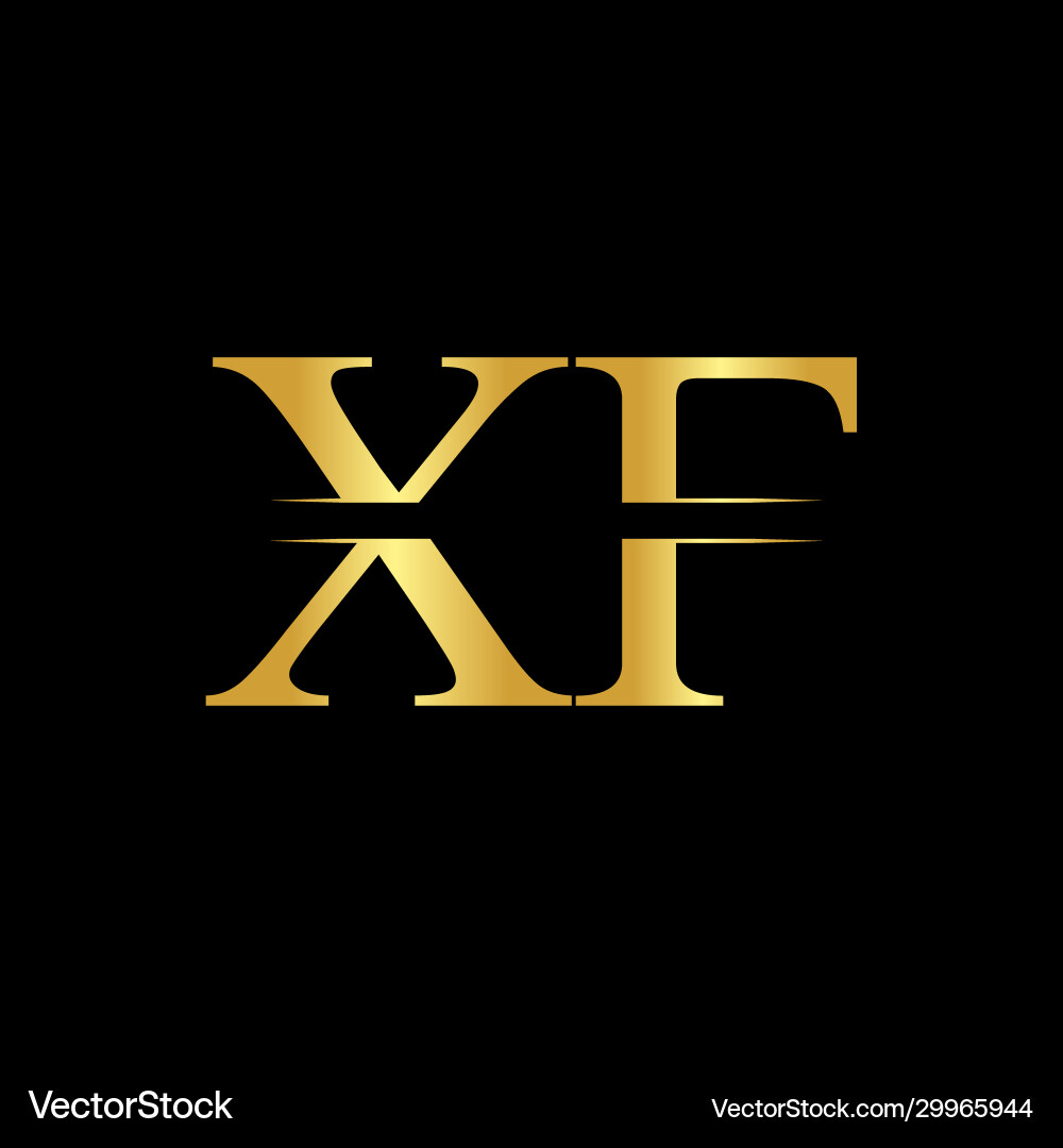 Creative letter xf logo with gold color abstract Vector Image