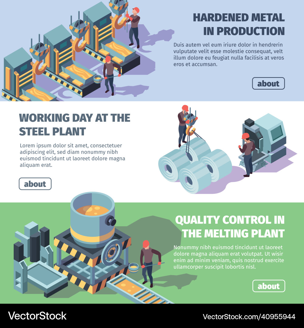 Metallic industry steel production horizontal Vector Image