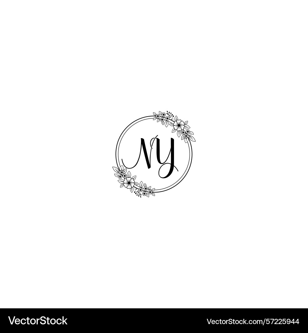 Minimalist botanical monogram ny logo design Vector Image