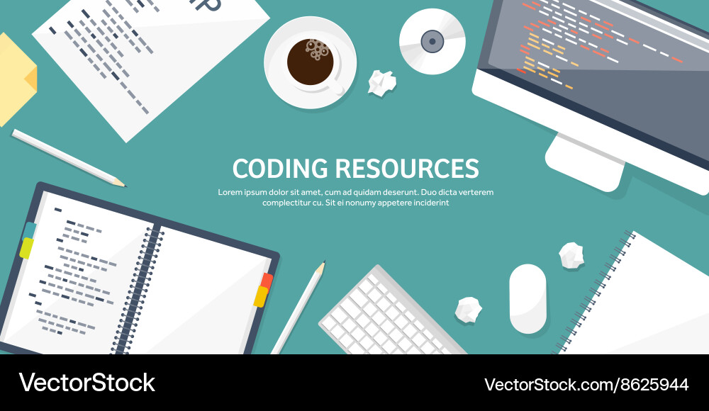 Programmingcoding Flat Computing Background Vector Image