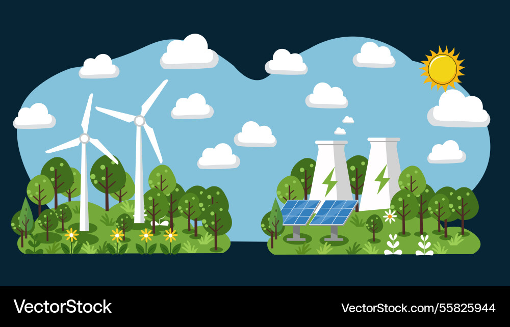 Renewable and conventional energy Royalty Free Vector Image