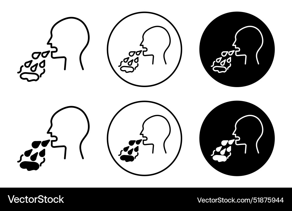 Vomiting man line icon outline flat Royalty Free Vector