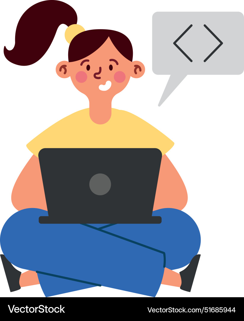 Woman programming with laptop Royalty Free Vector Image