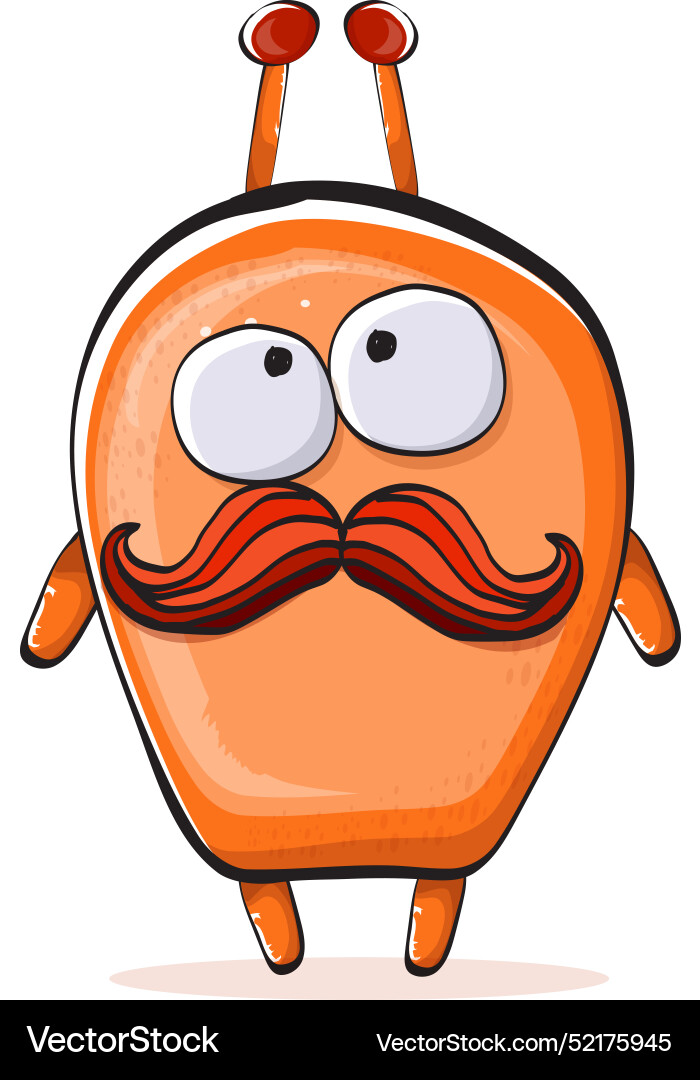 Cartoon funny orange alien monster isolated Vector Image