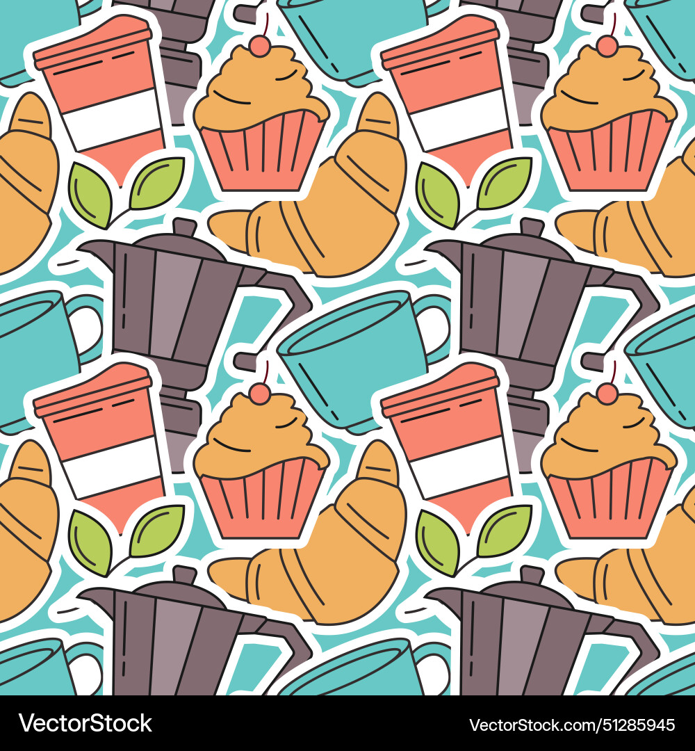 Coffee time seamless pattern design with cacao Vector Image