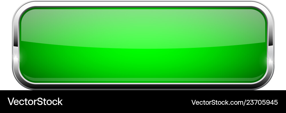 Green glass button shiny rectangle 3d web icon Vector Image