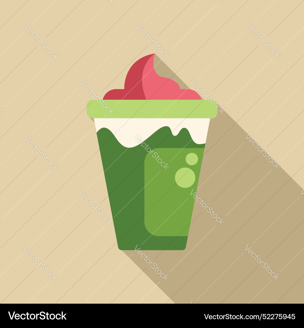 Green smoothie with cream being prepared Vector Image