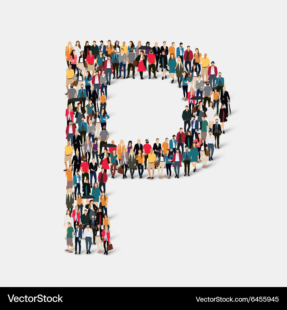 Group people letter form Royalty Free Vector Image