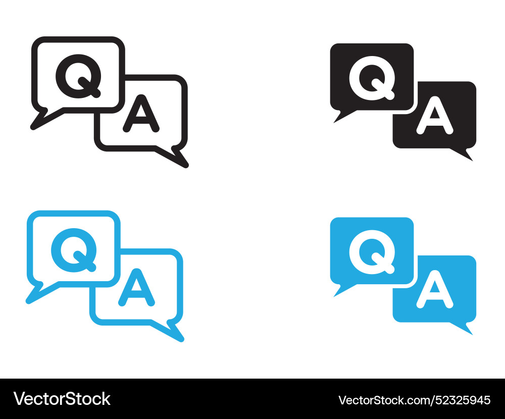 Questions and answers icon black white Royalty Free Vector