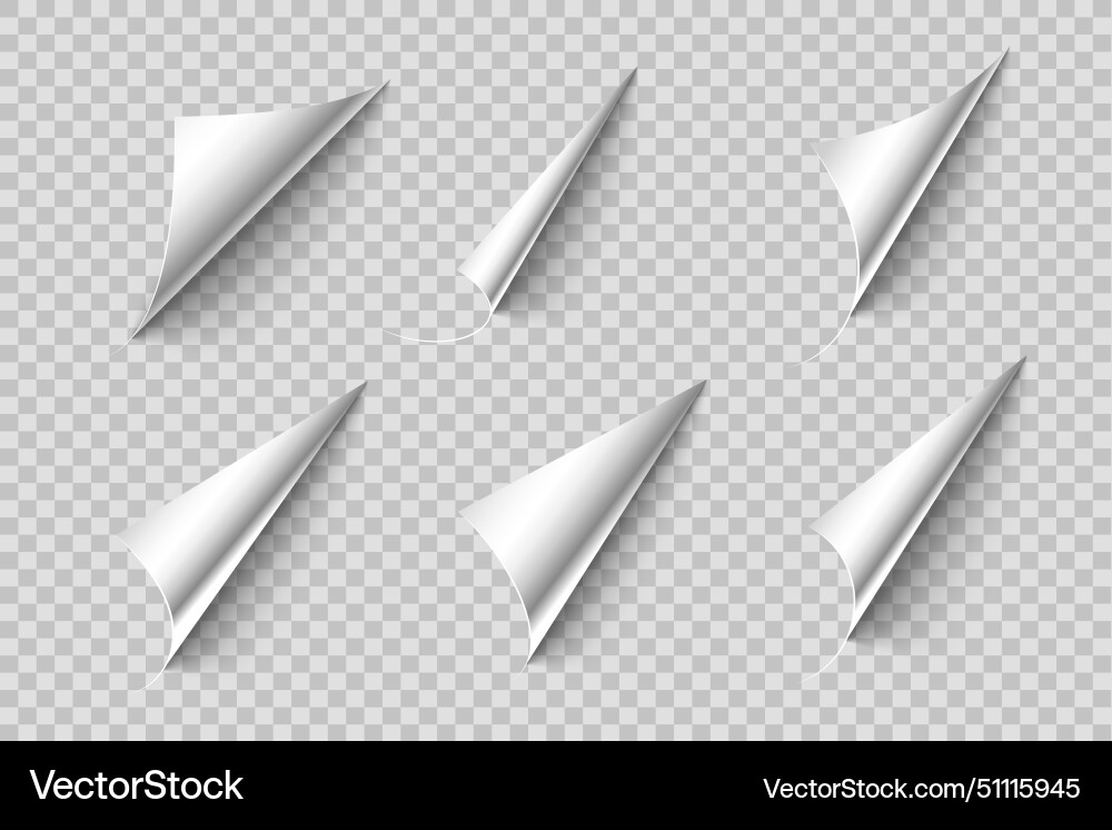 Set of isolated 3d empty paper curl template Vector Image