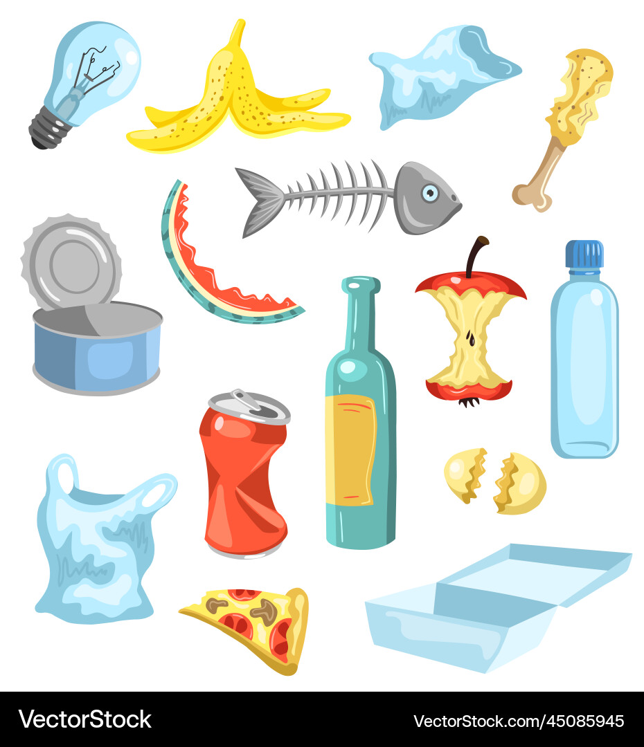 Set of trash Royalty Free Vector Image - VectorStock