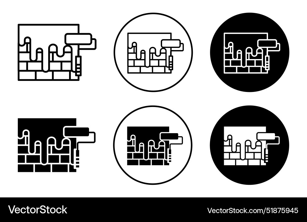 Wall painting icon outline flat Royalty Free Vector Image
