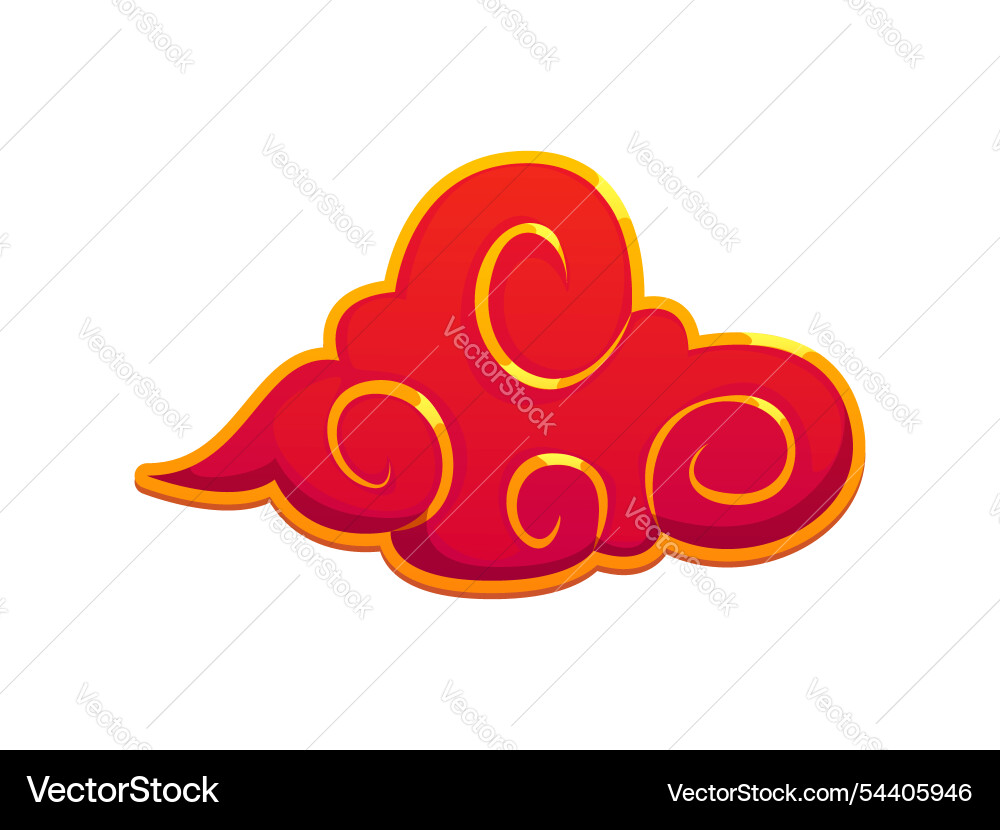 Bright red swirling cloud with golden outline Vector Image