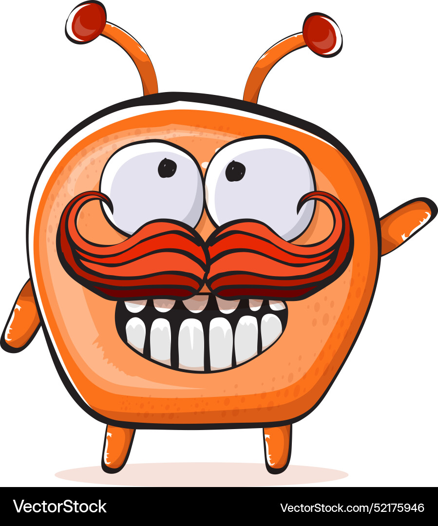 Cartoon funny orange alien monster isolated Vector Image