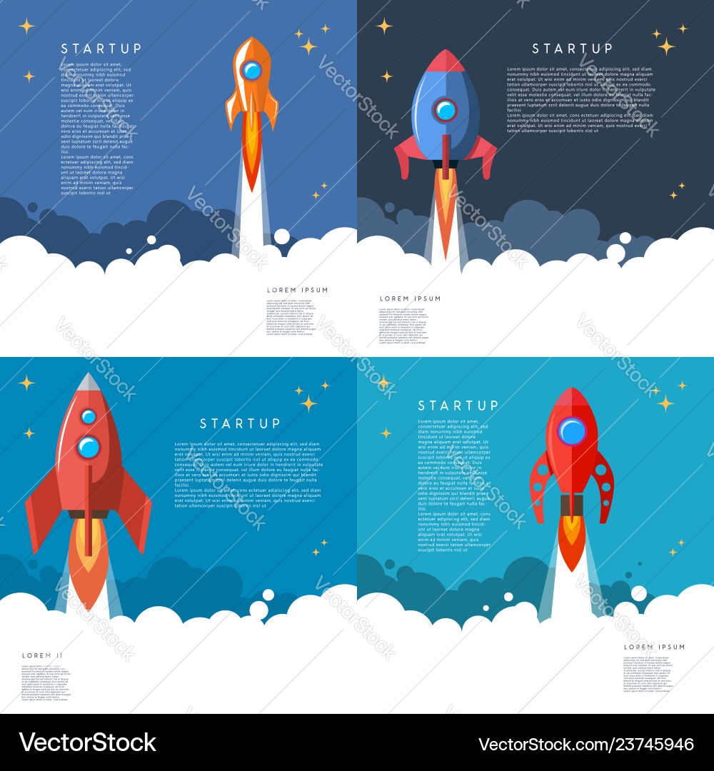 Cartoon Rocket Launch Startup Concept Royalty Free Vector