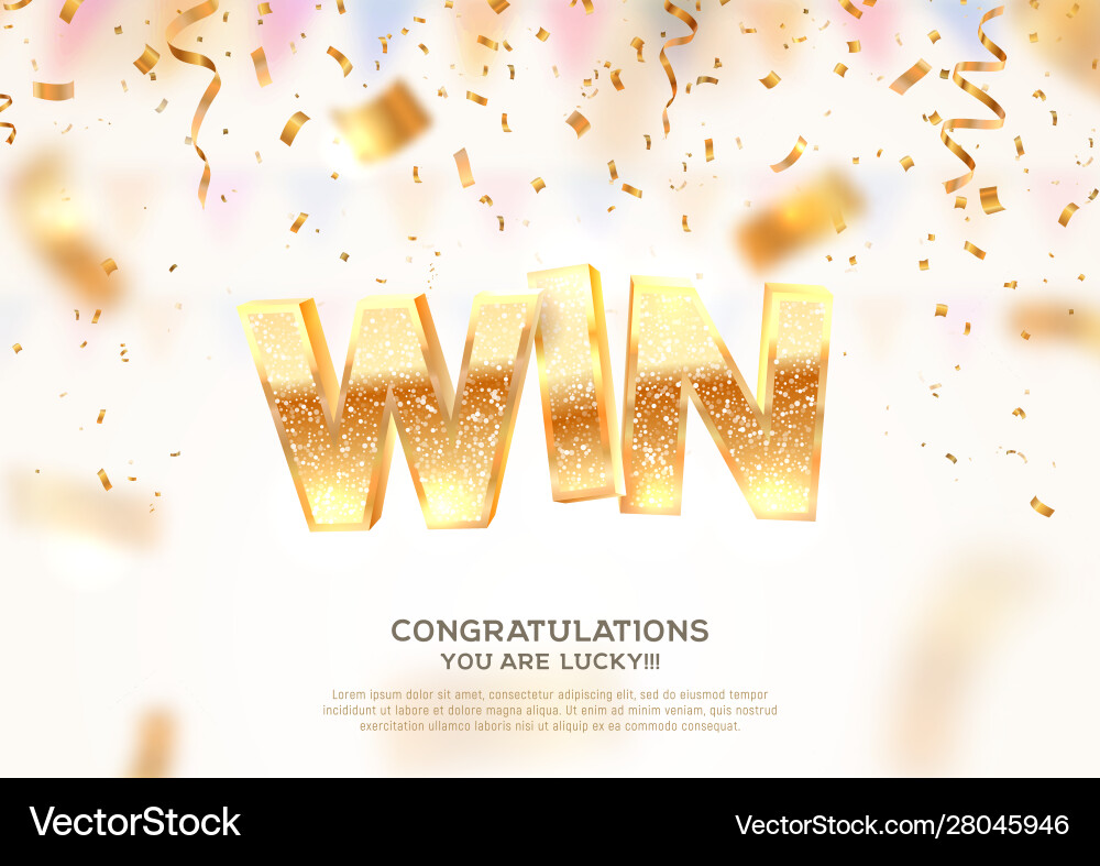 Celebration win on falling down confetti Vector Image