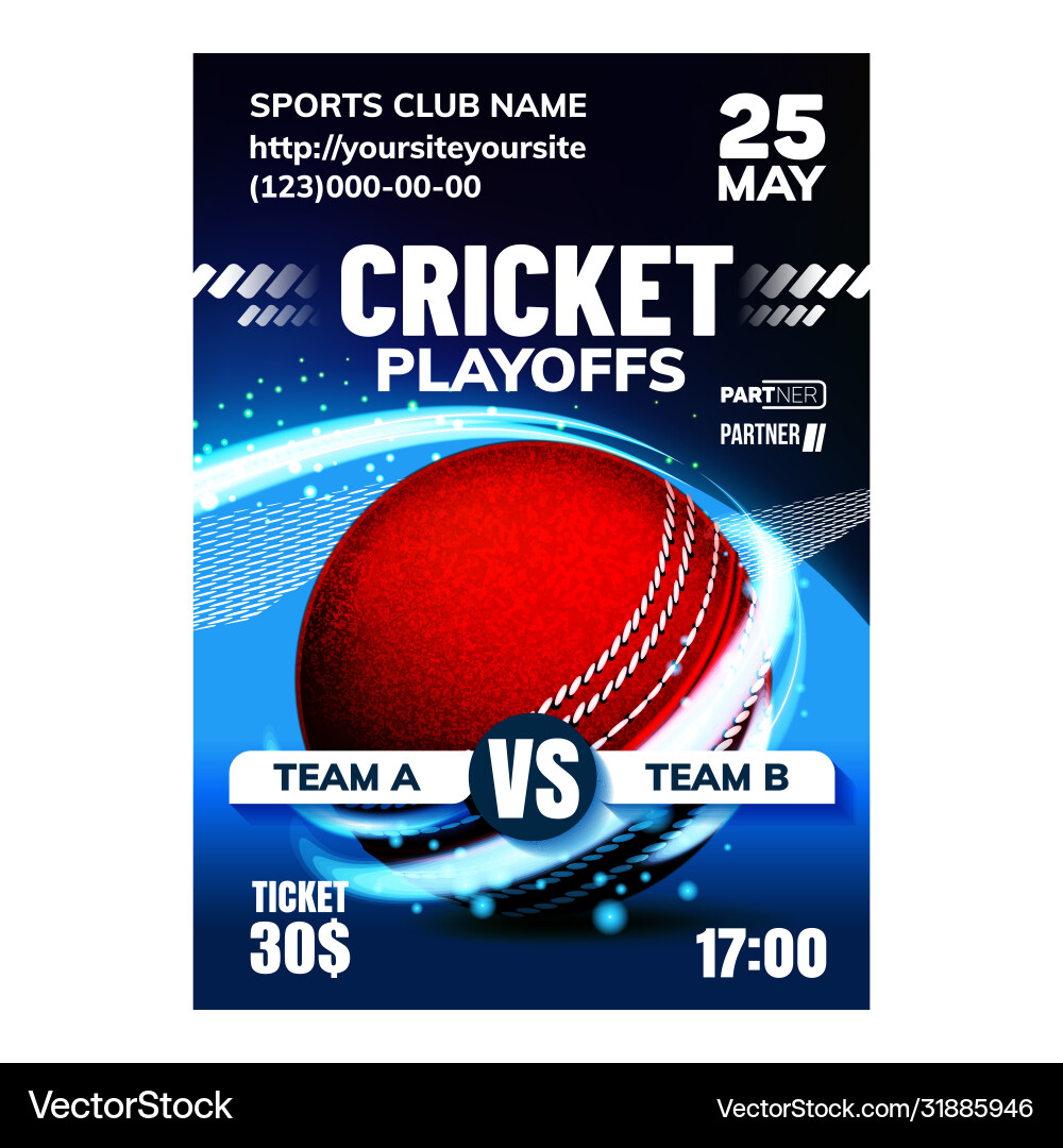 Cricket Event Announcement Flyer Royalty Free Vector Image