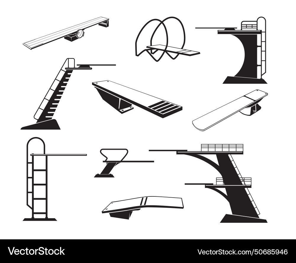 Diving board icon swimming pool sport tool black Vector Image