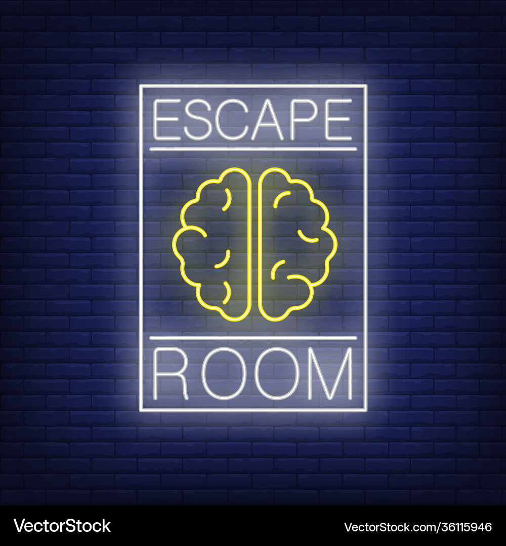 Escape room neon sign Royalty Free Vector Image