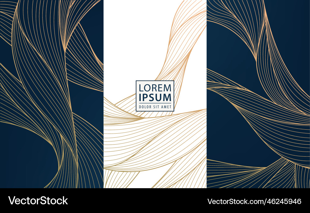 Golden Wavy Line Frames Royalty Free Vector Image
