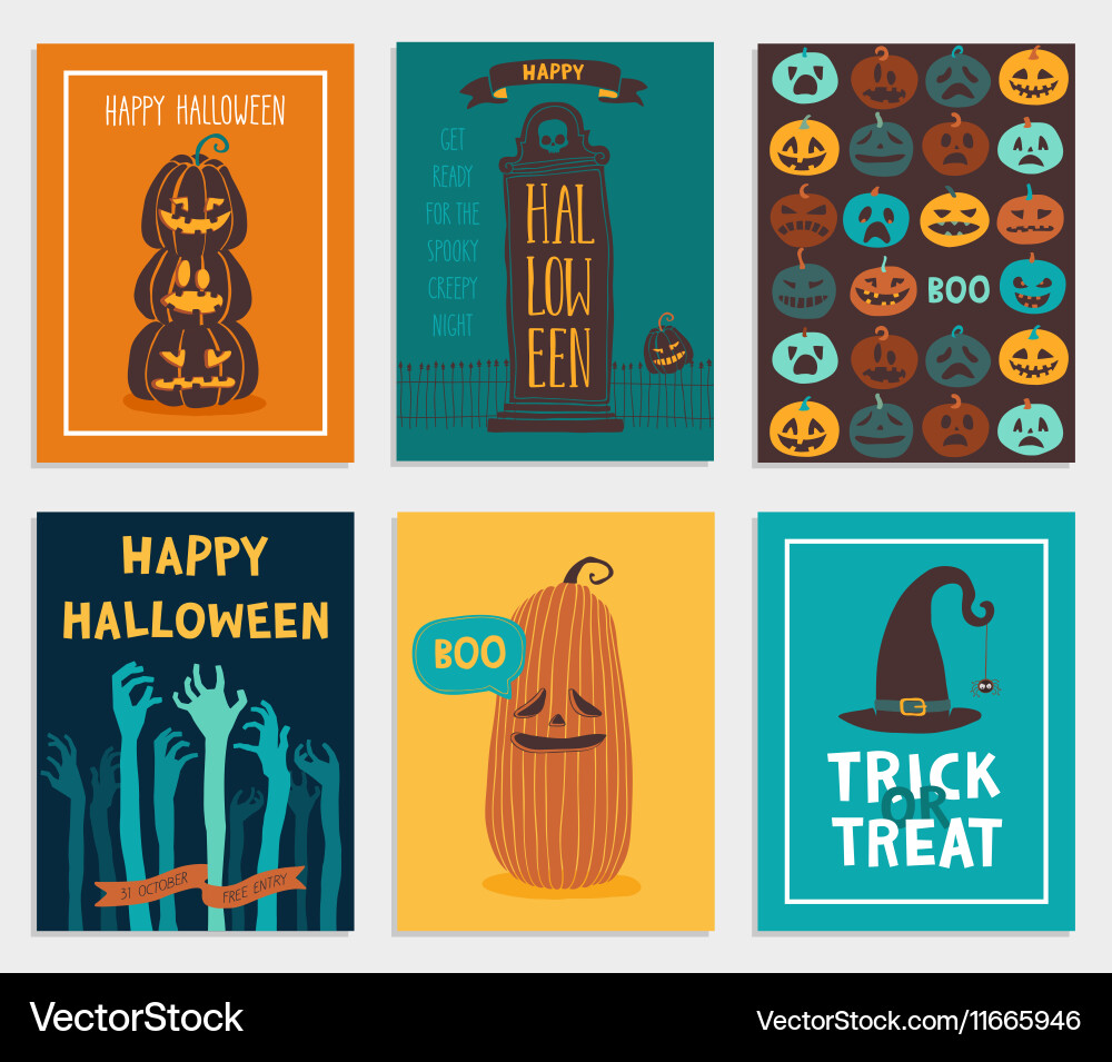Halloween cards set Royalty Free Vector Image - VectorStock