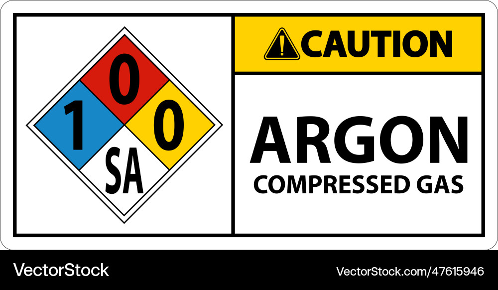 Nfpa caution argon compressed gas 1-0-0-sa sign Vector Image