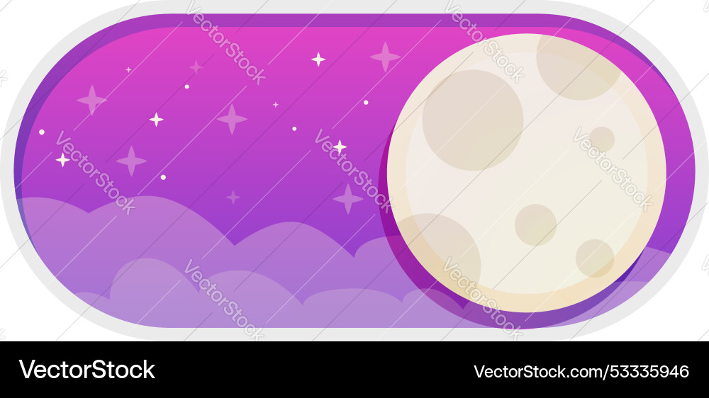 Night mode toggle button showing full moon and Vector Image