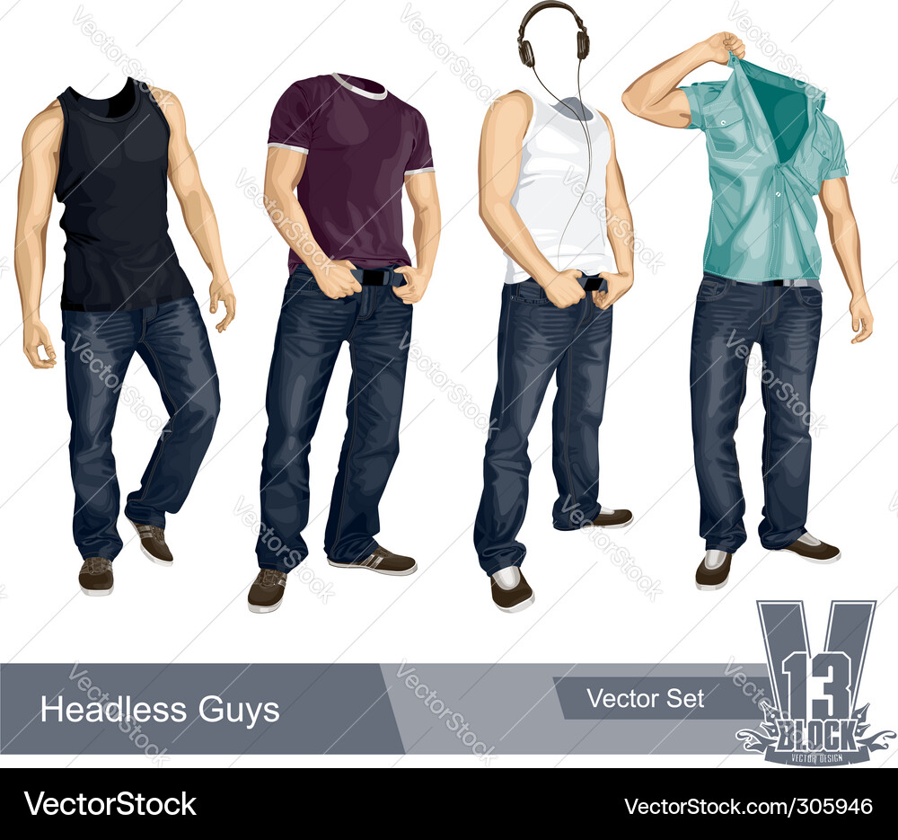 Set of headless guys isolated Royalty Free Vector Image
