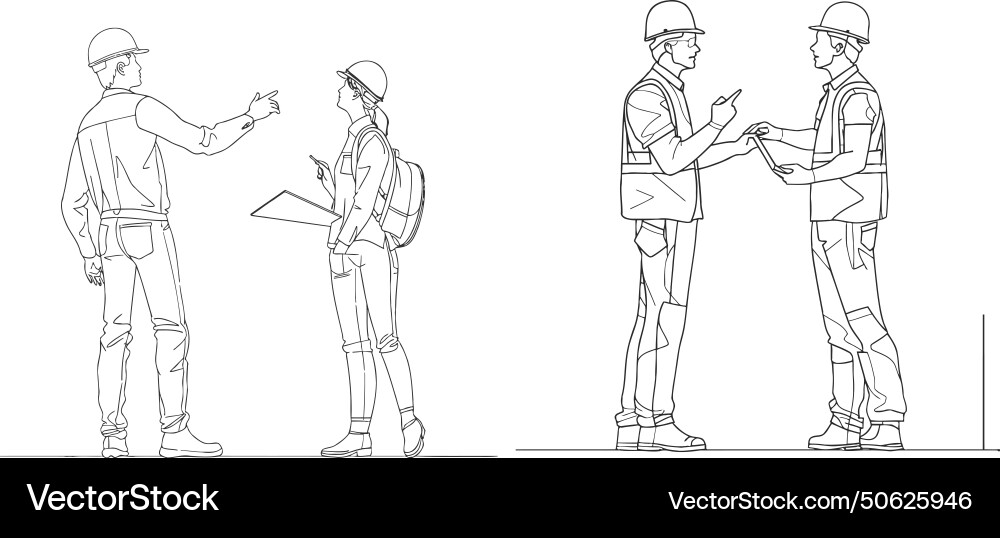 Single continuous line drawing of construction Vector Image