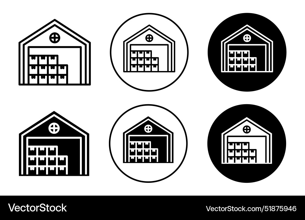 Warehouse icon outline flat Royalty Free Vector Image