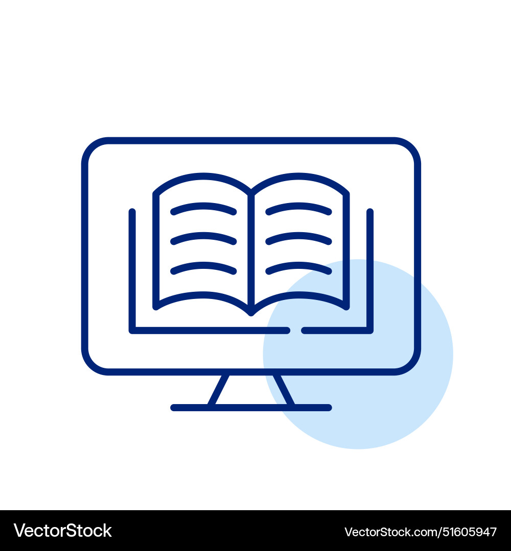 Book on computer monitor e-library access Vector Image