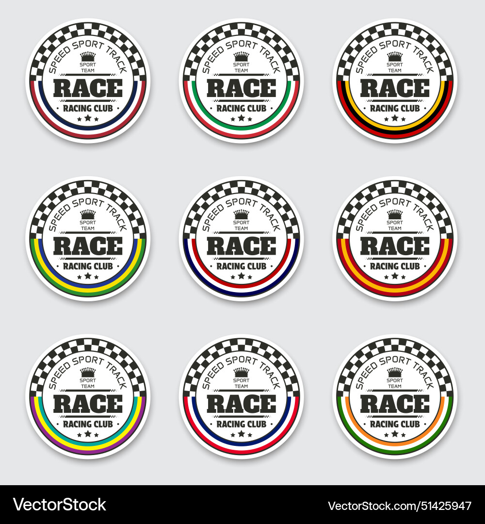 Different flags race circle emblem Royalty Free Vector Image