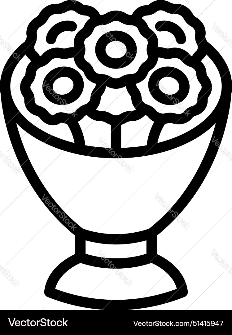 Ice cream sundae line art Royalty Free Vector Image