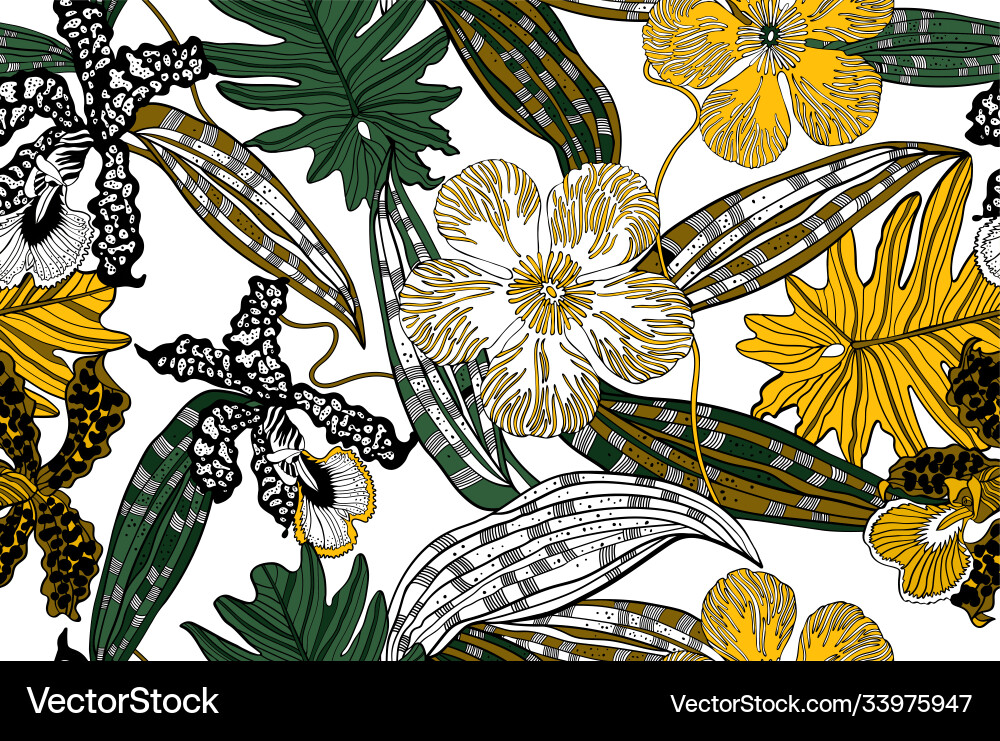 Jungle bright flowers Royalty Free Vector Image