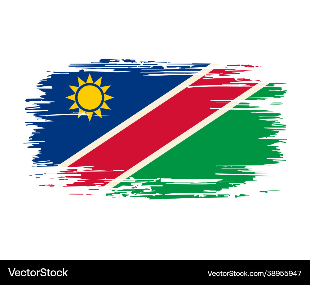 Namibian flag brush grunge background Royalty Free Vector
