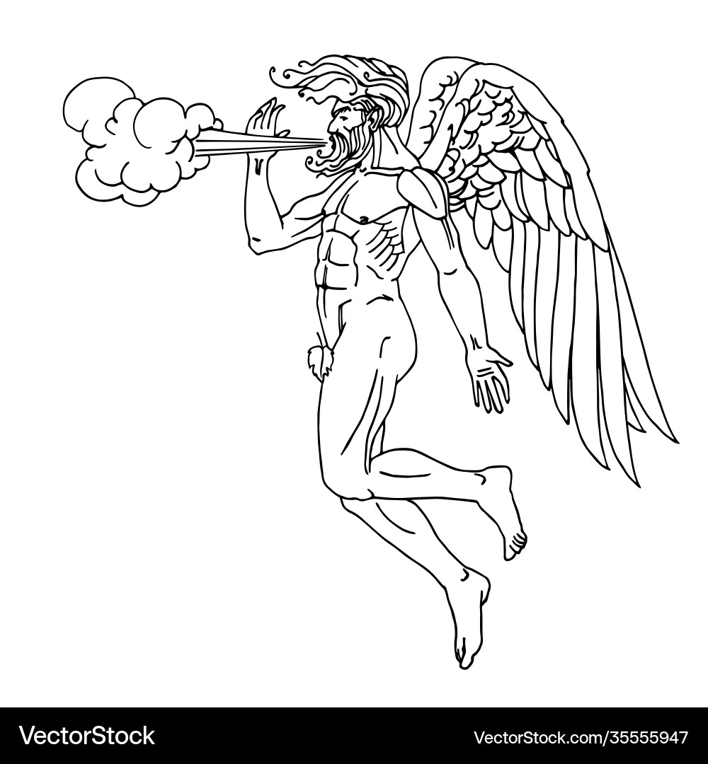 North wind ancient greek god boreas on wings Vector Image