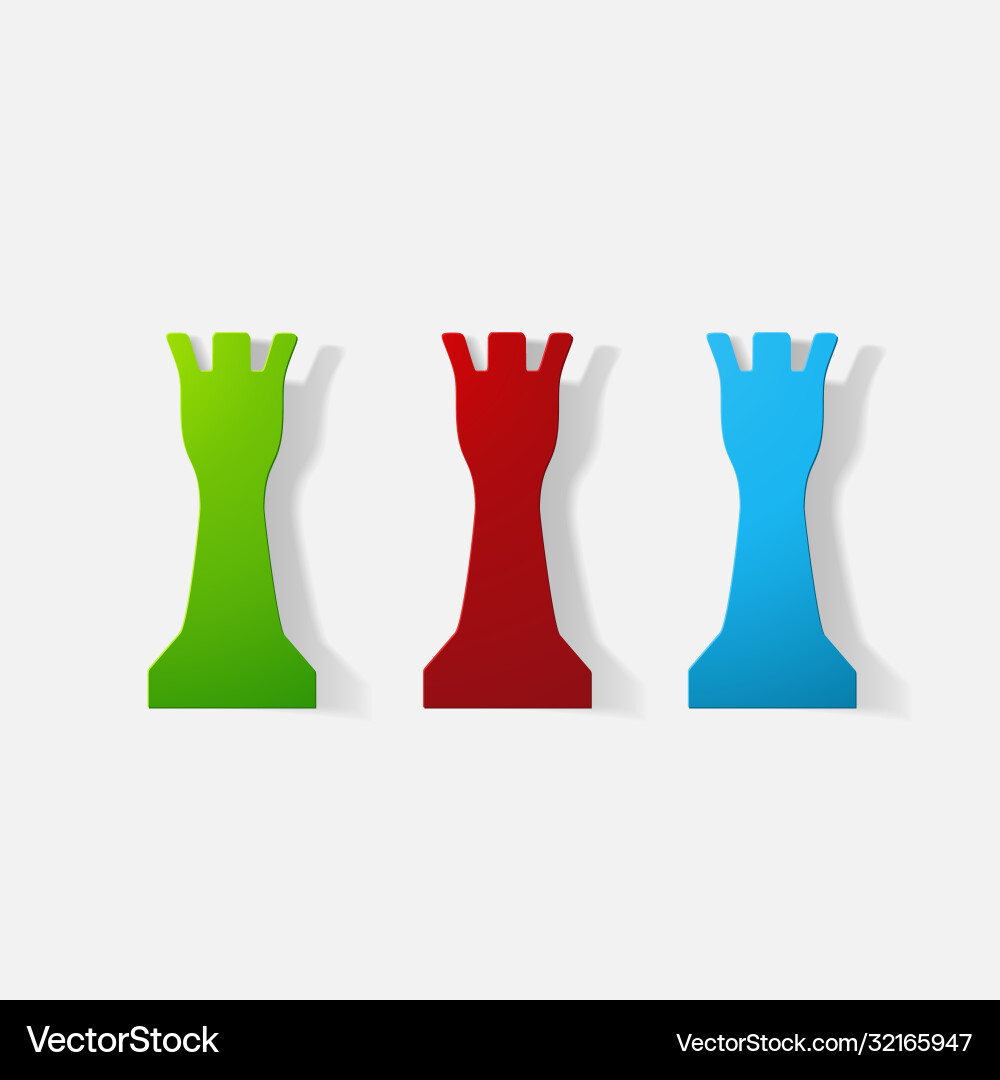 Paper clipped sticker a chess piece rook Vector Image