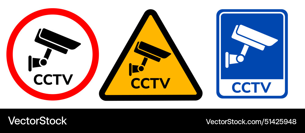 Cctv sign symbol in circle triangle and blue Vector Image