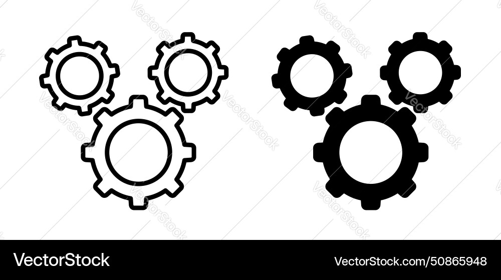 Gear icon set engine cogwheel symbol industry Vector Image