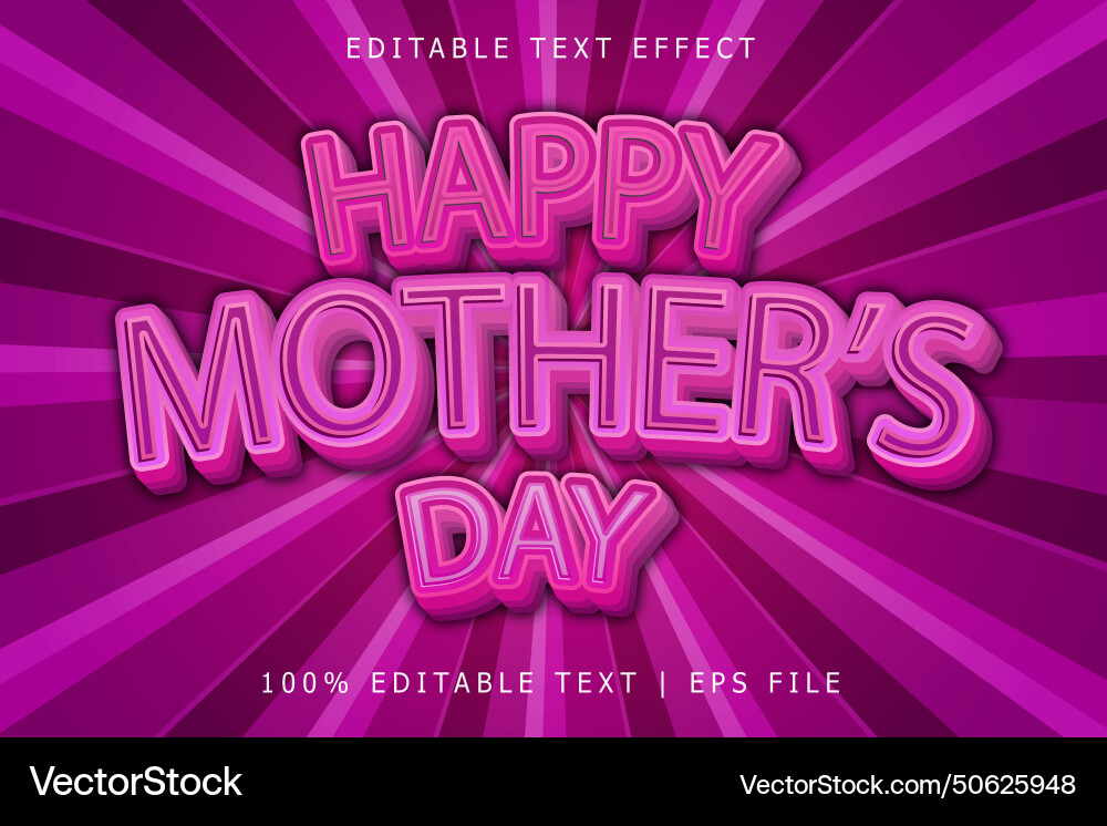 Happy mothers day editable text effect 3 Vector Image